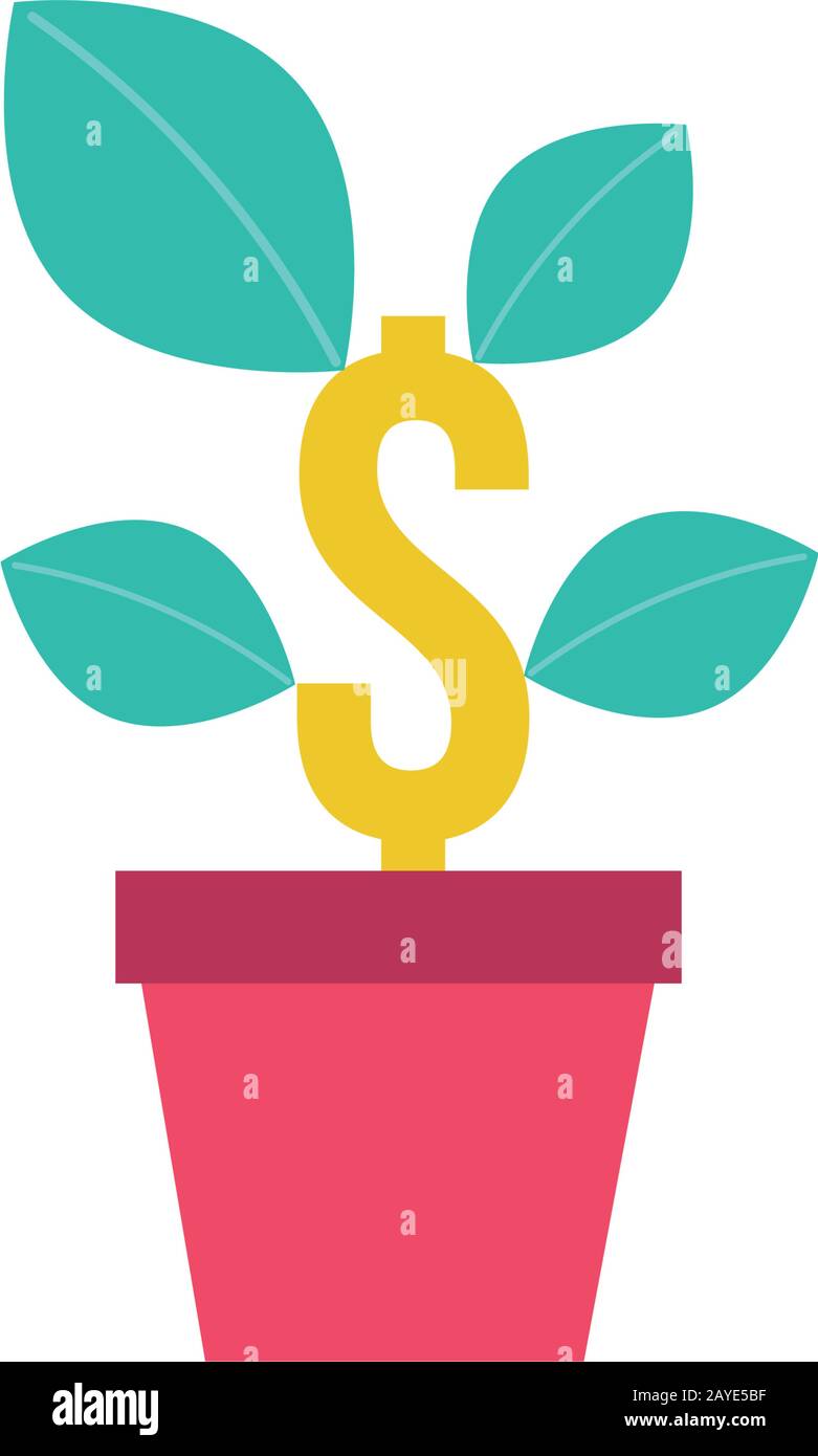 money dollar symbol with plant flat style Stock Vector Image & Art - Alamy