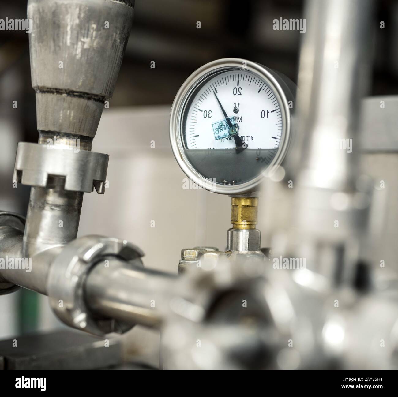 View of preassure indicator at milk factory Stock Photo - Alamy