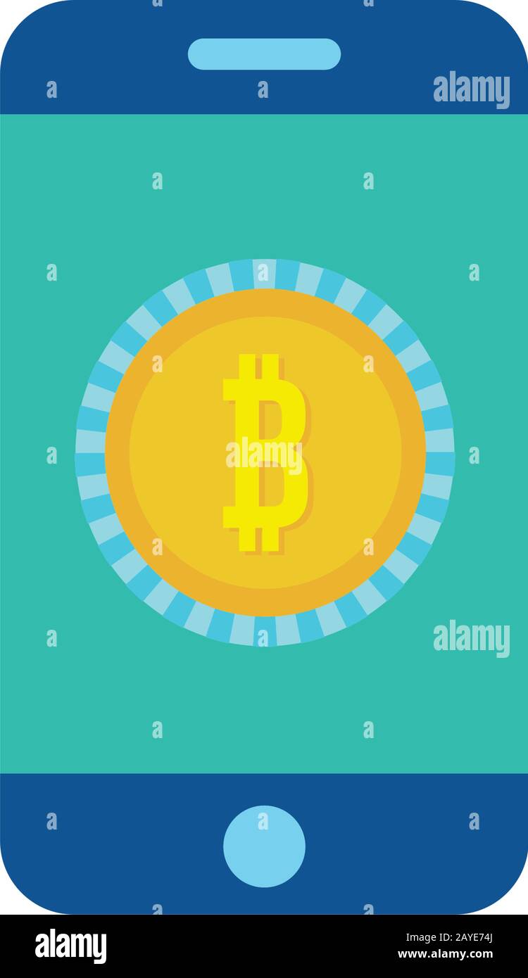smartphone with bit coin flat style Stock Vector Image & Art - Alamy