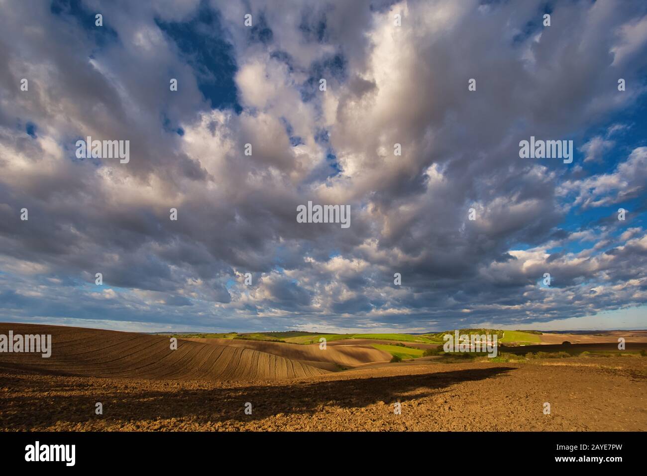 Autumn field with clouds Stock Photo - Alamy