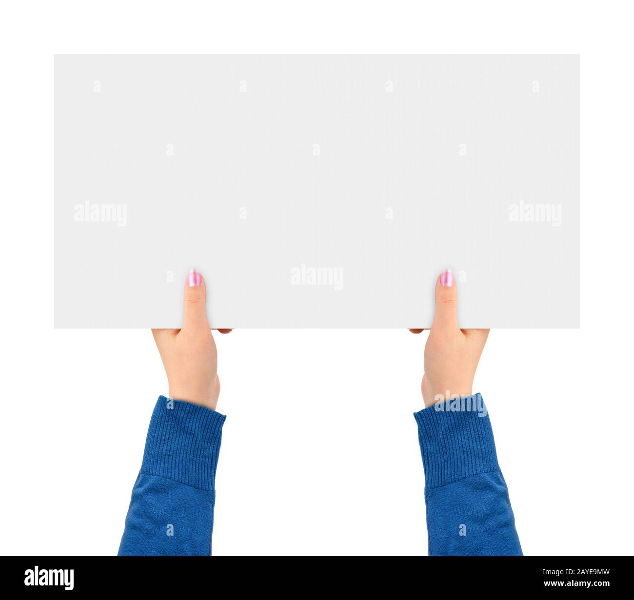 Hands and paper banner Stock Photo - Alamy