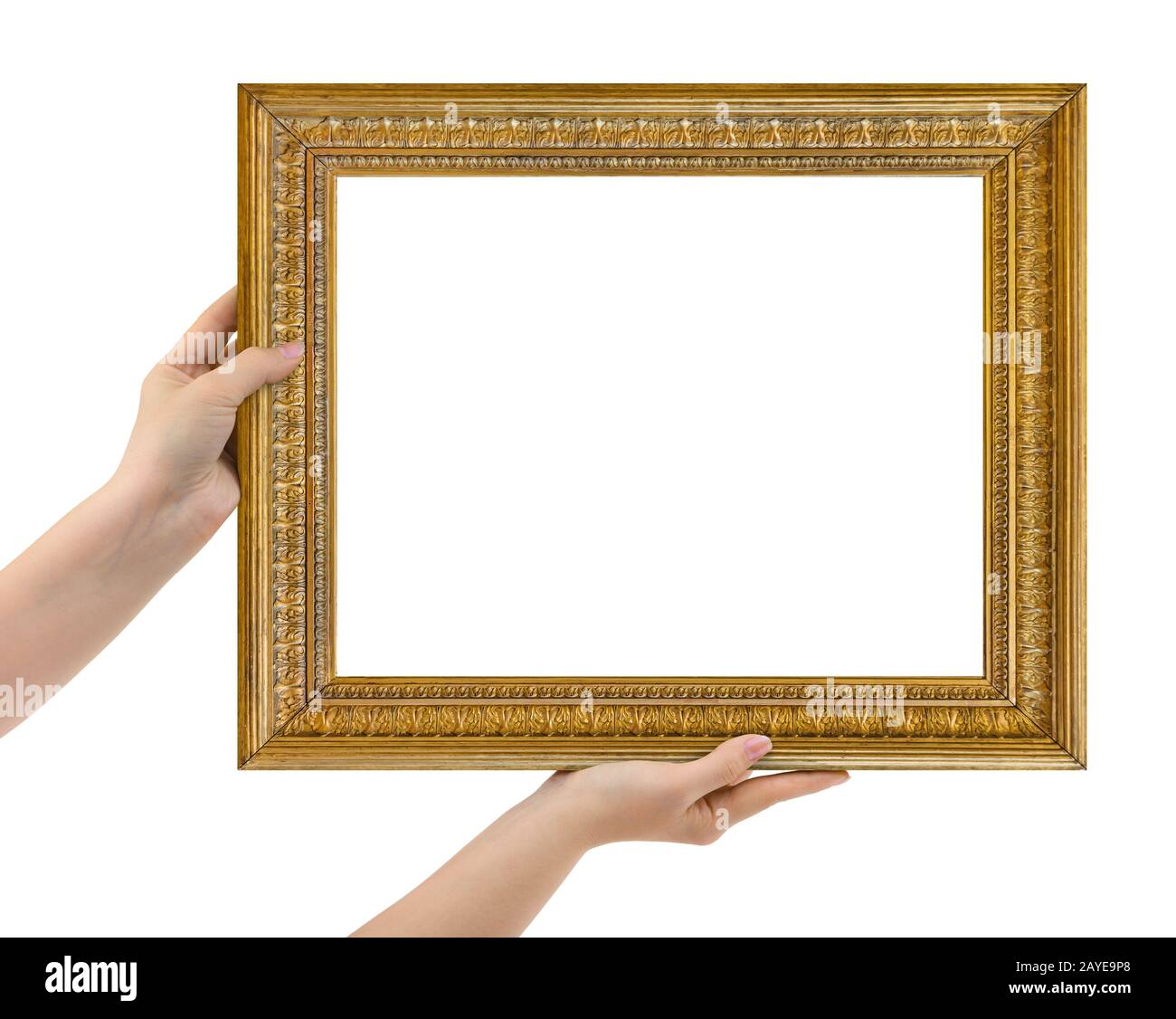 Wooden picture frame in hands Stock Photo - Alamy
