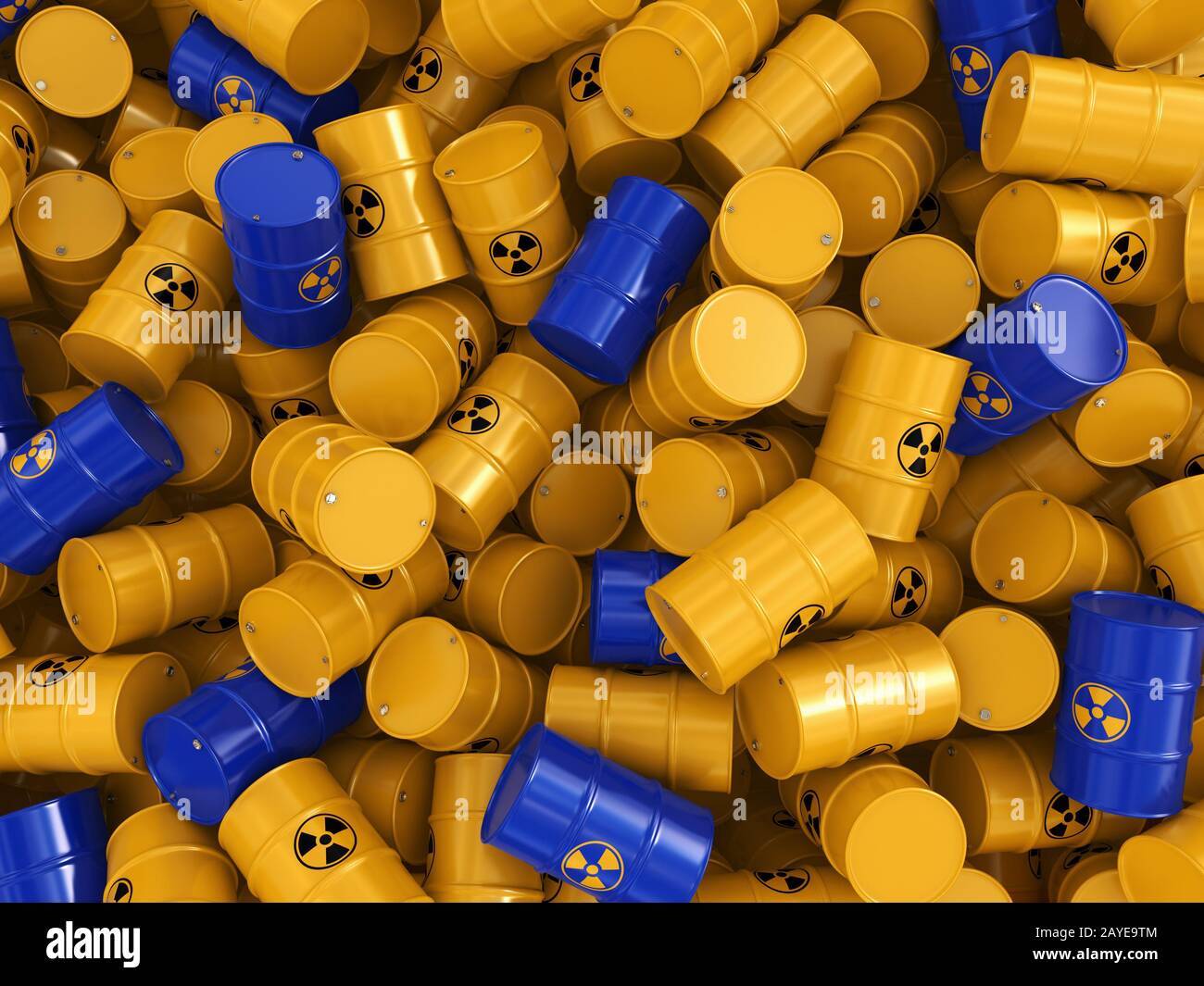 3D rendering radioactive barrels Stock Photo - Alamy