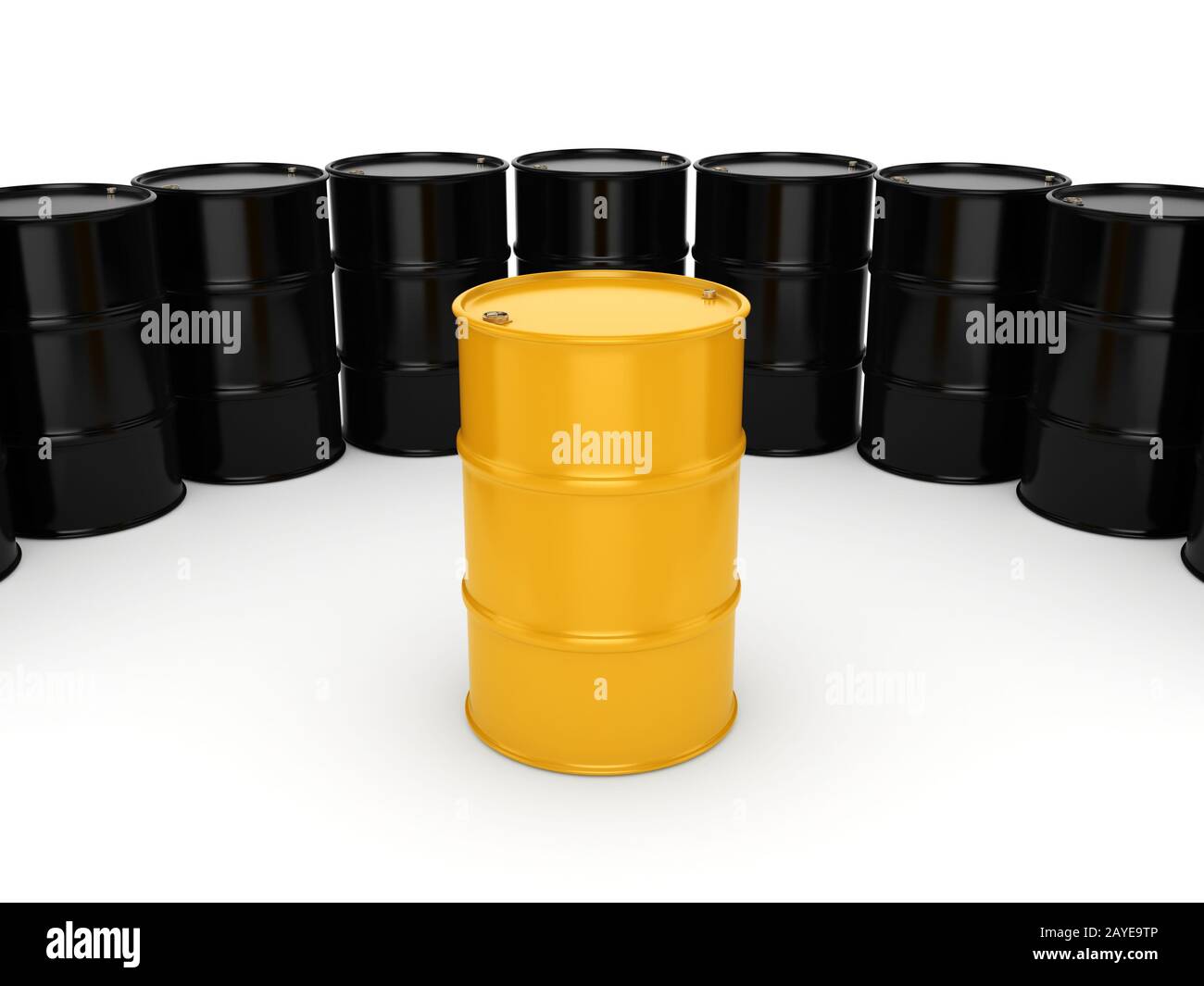 3D rendering black and yellow barrels Stock Photo - Alamy