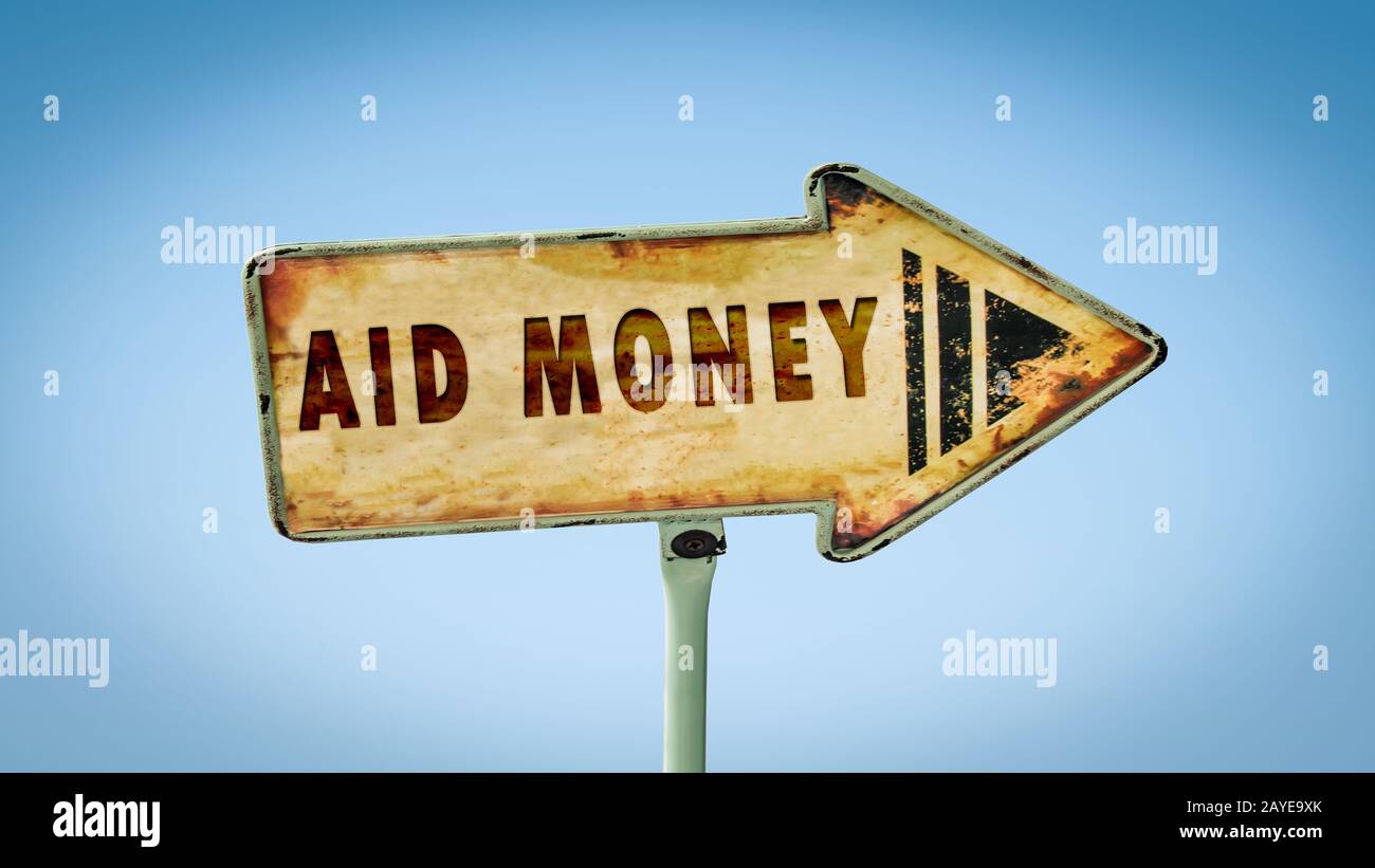 Street Sign to Aid Money Stock Photo - Alamy