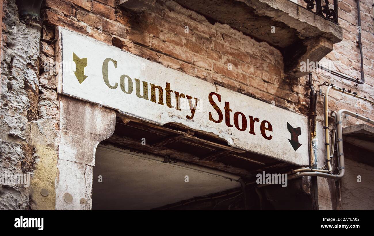 Street Sign to Country Store Stock Photo - Alamy