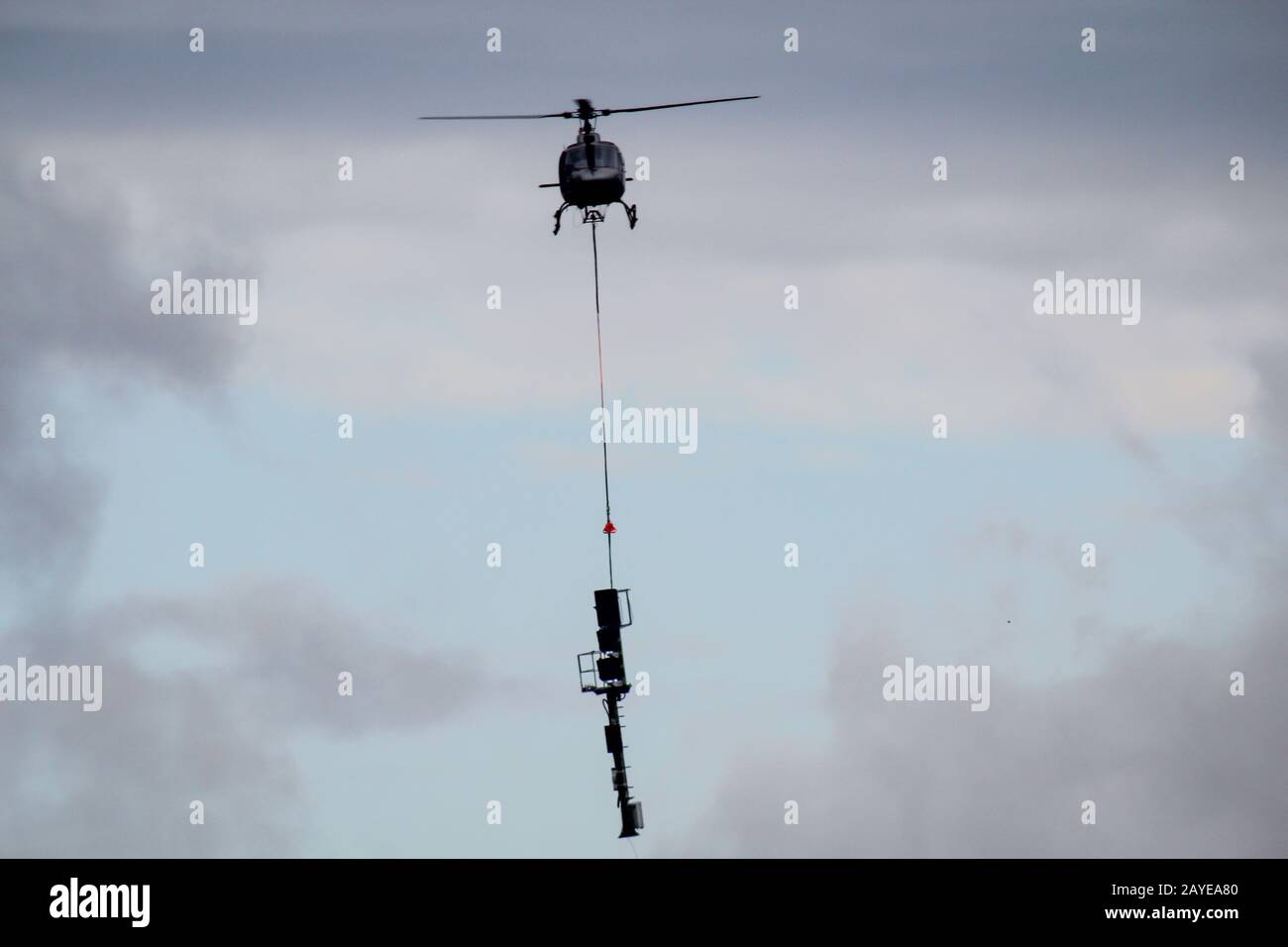 a helicopter for transporting railroad electricity and signal towers ...