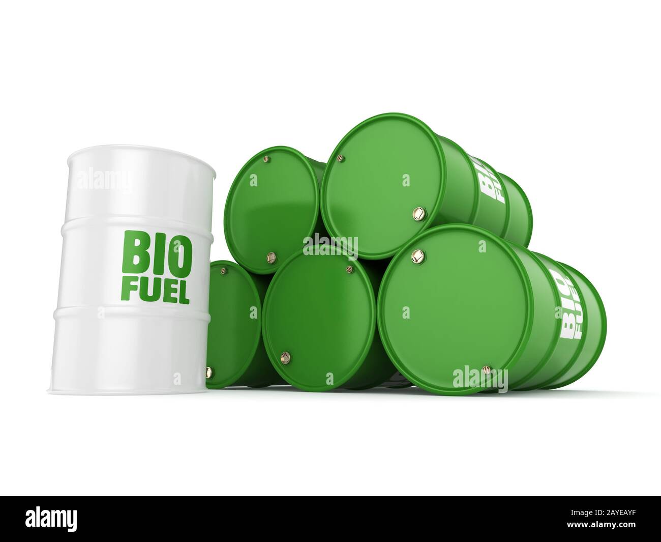 3D rendering barrels of biofuels Stock Photo - Alamy