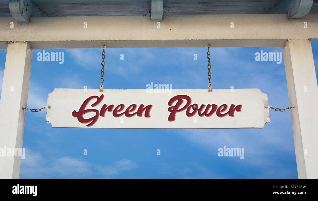 Street Sign to Green Power Stock Photo - Alamy