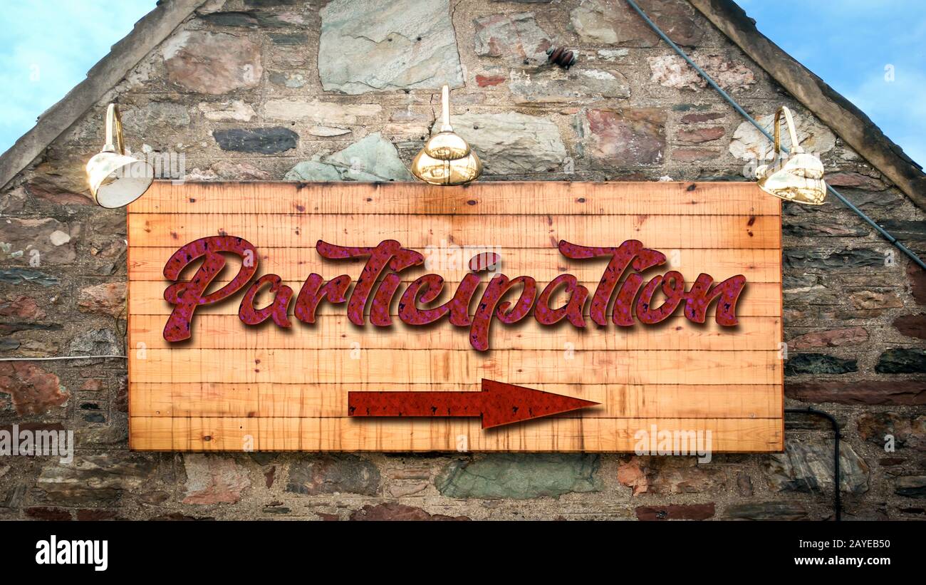 Street Sign to Participation Stock Photo - Alamy