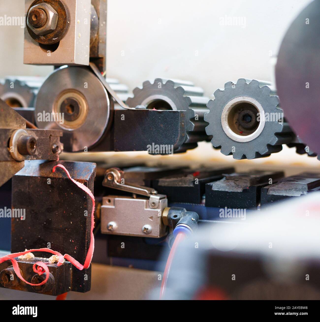 Edging PVC. Photo of cutter machine, close-up Stock Photo - Alamy