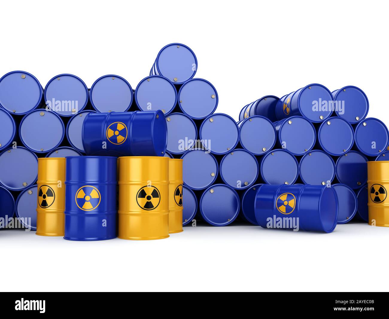 3D rendering radioactive barrels Stock Photo - Alamy