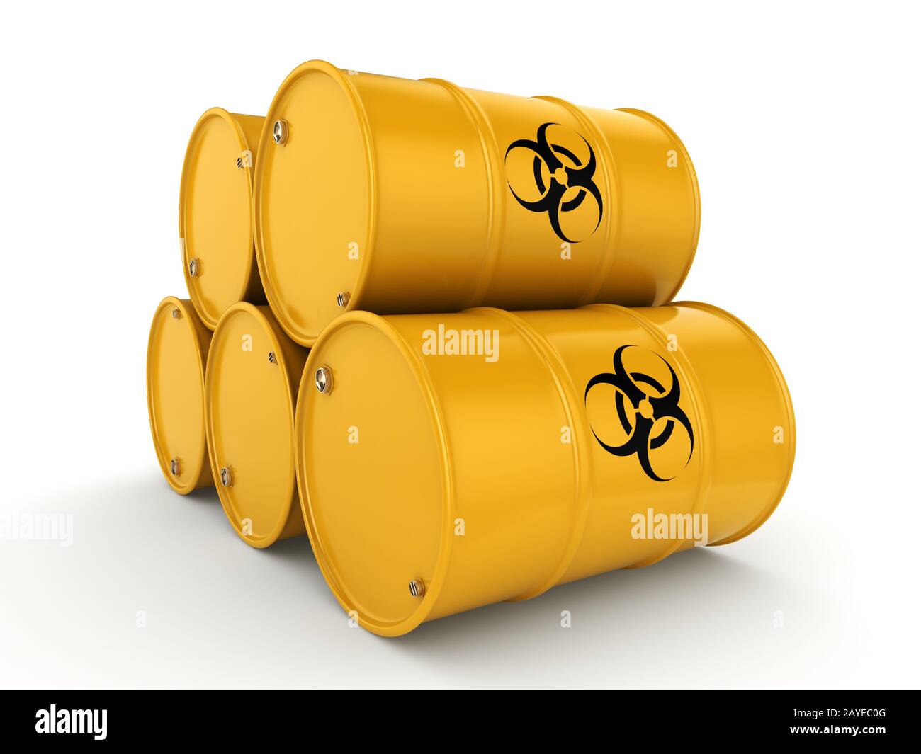 3D rendering biohazard barrels Stock Photo - Alamy