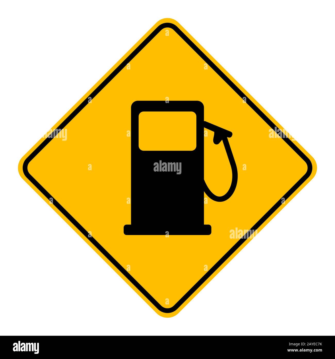 Gas station and road sign Stock Photo - Alamy