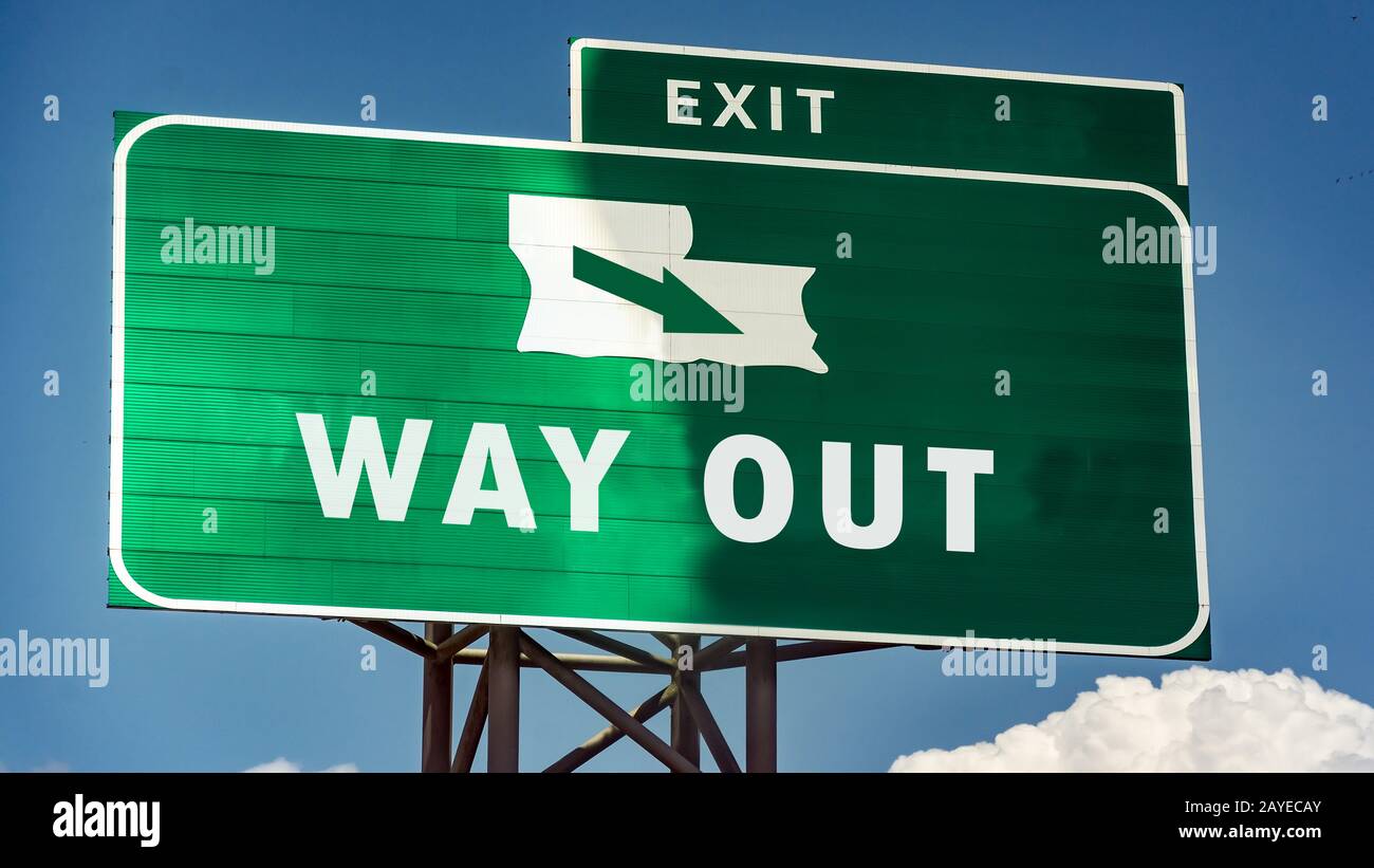 Street Sign WAY OUT Stock Photo - Alamy