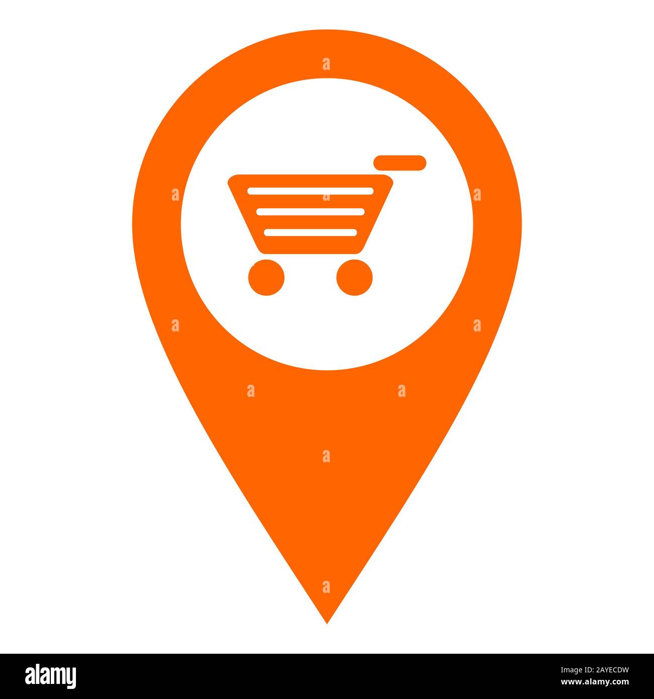 Shopping cart and location pin Stock Photo - Alamy