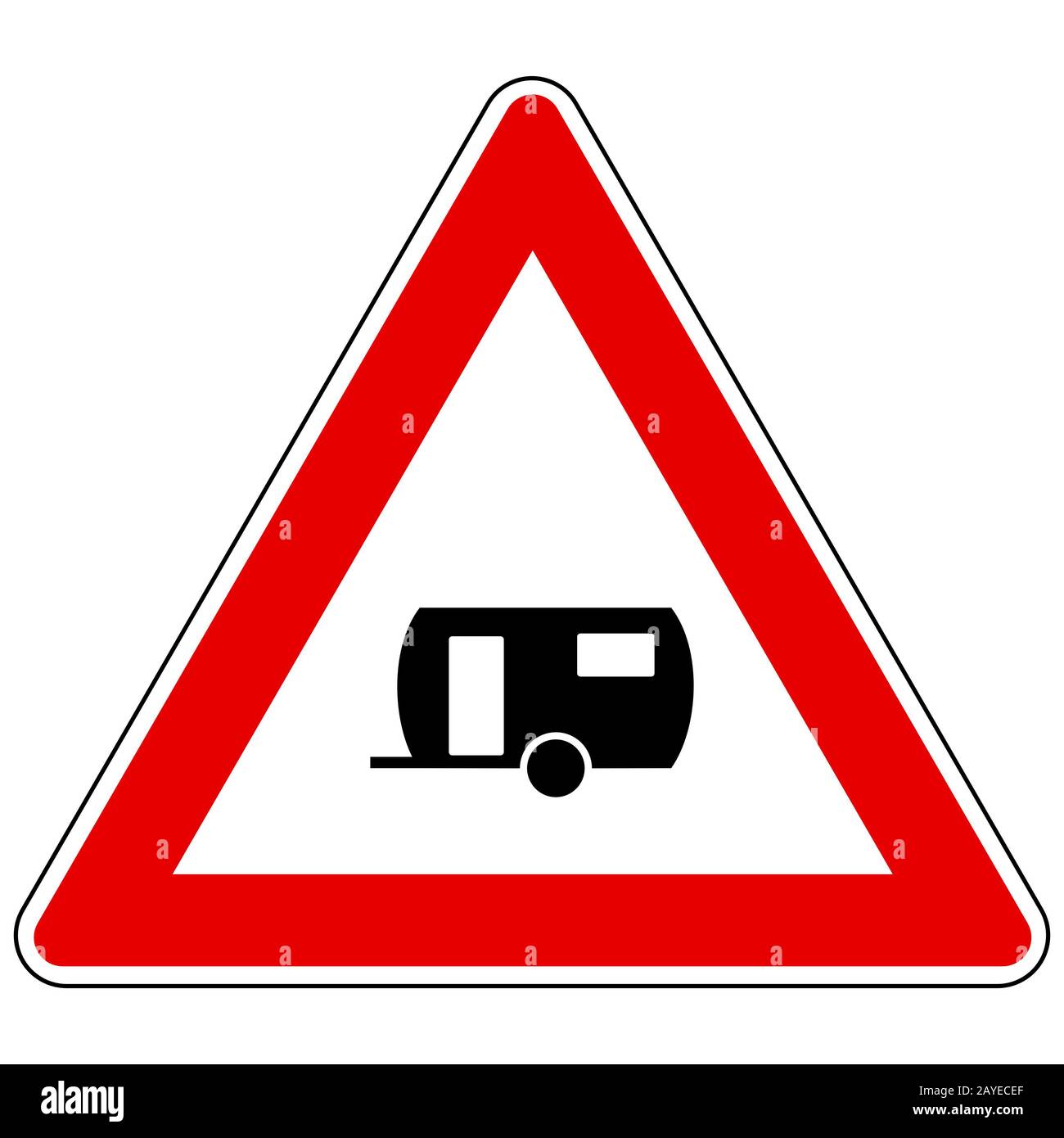 Trailer and attention sign Stock Photo - Alamy