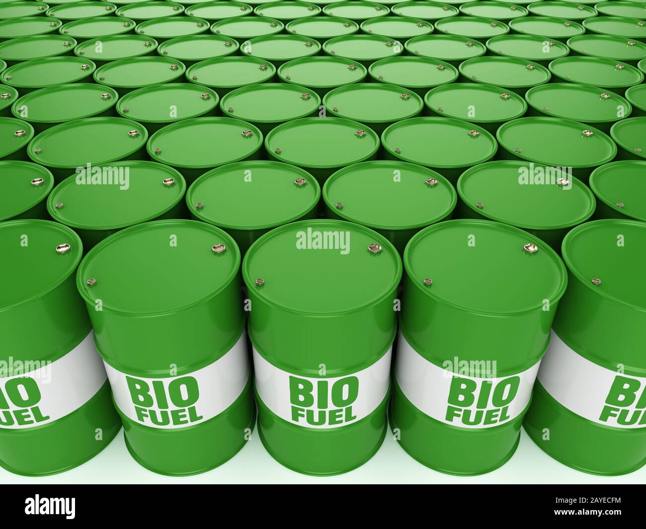 3D rendering barrels of biofuels Stock Photo - Alamy