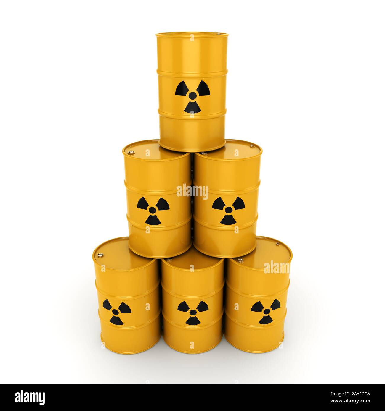 3D rendering radioactive barrels Stock Photo - Alamy