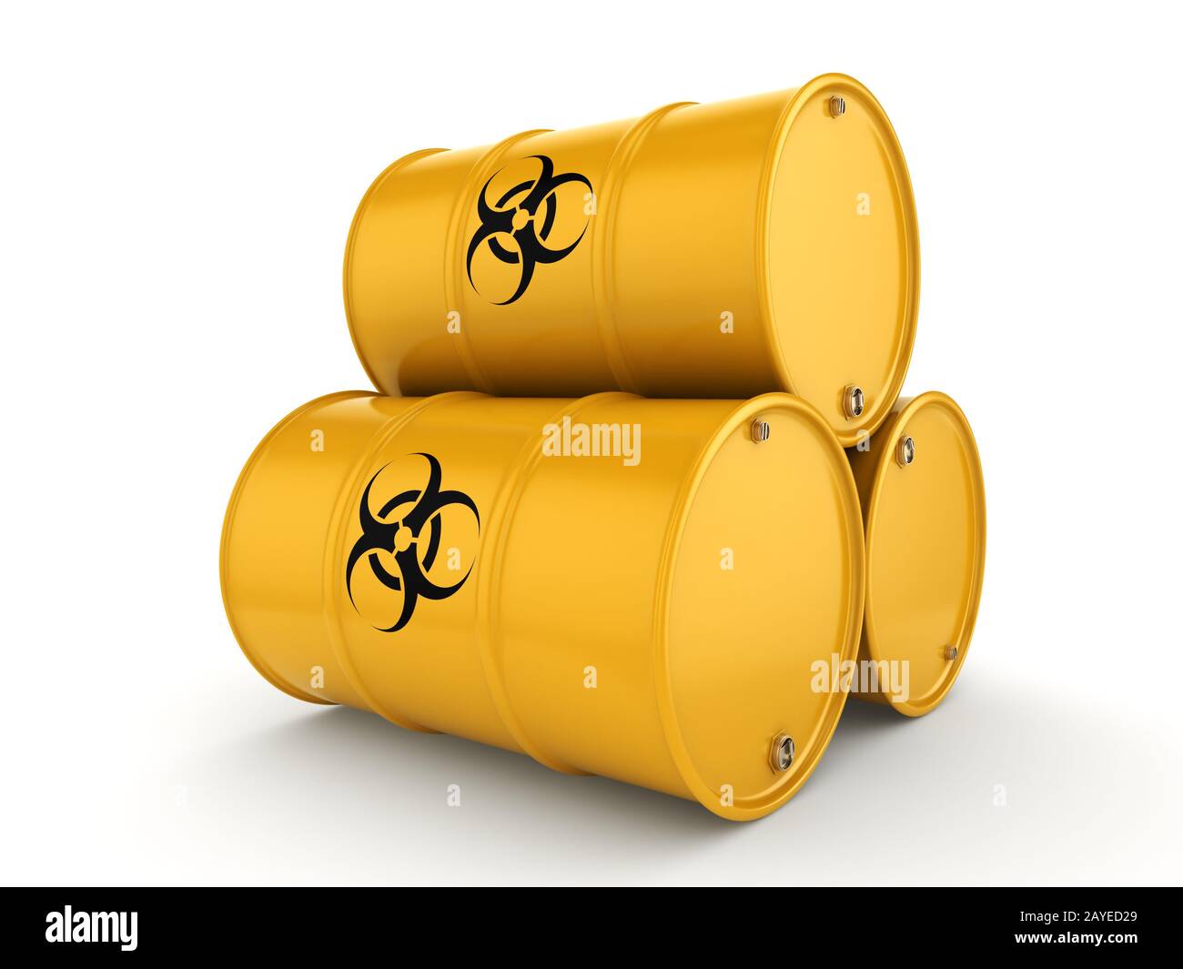 3D rendering biohazard barrels Stock Photo - Alamy