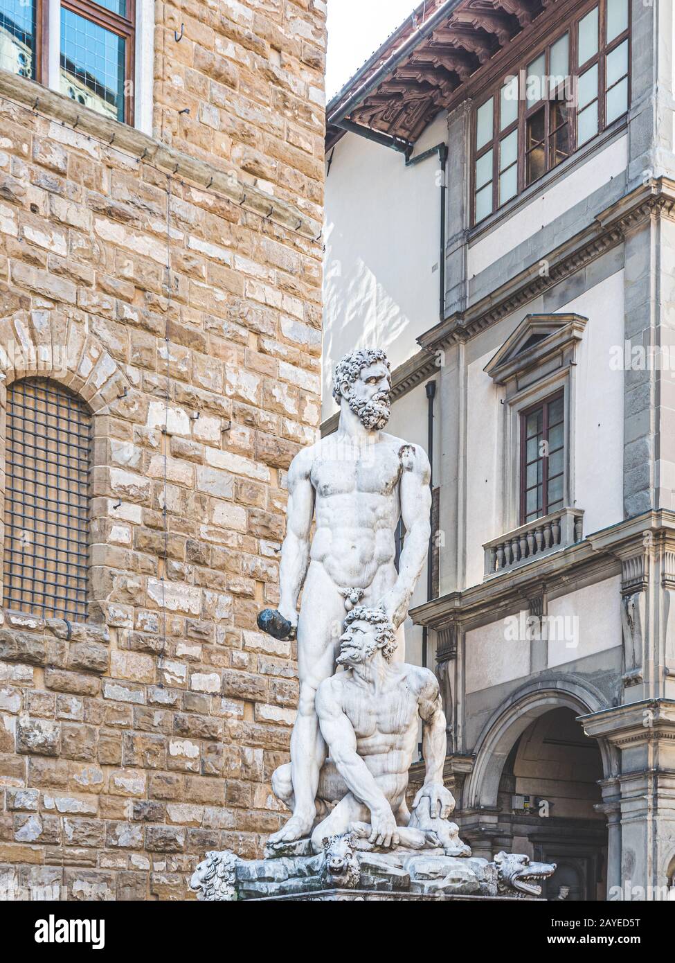 Statue of david by michelangelo and hercules and cacus hi-res stock ...