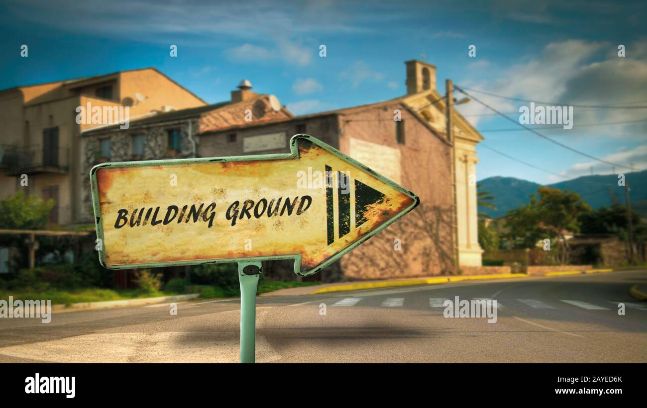 Street Sign BUILDING GROUND Stock Photo - Alamy