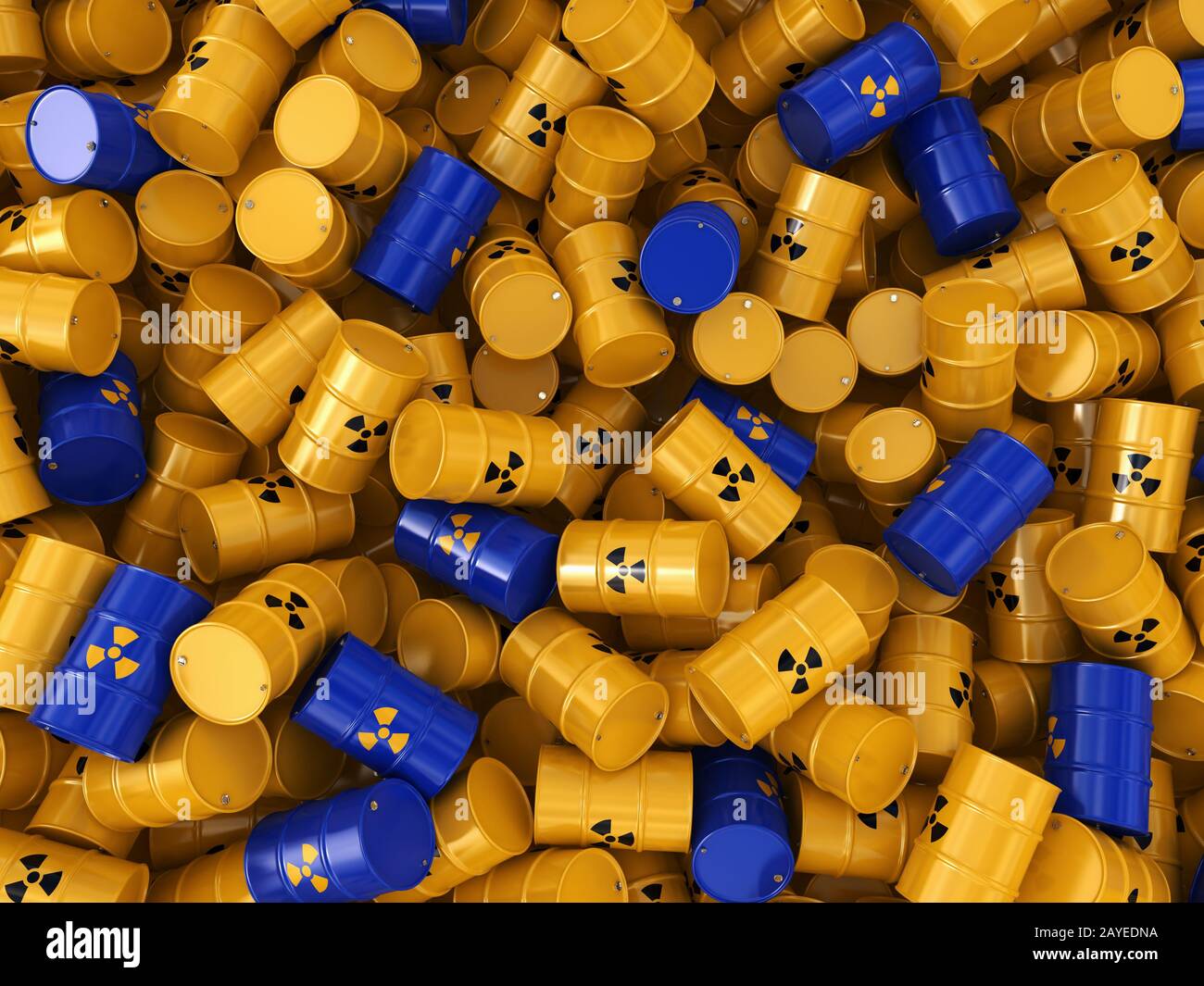 3D rendering radioactive barrels Stock Photo - Alamy
