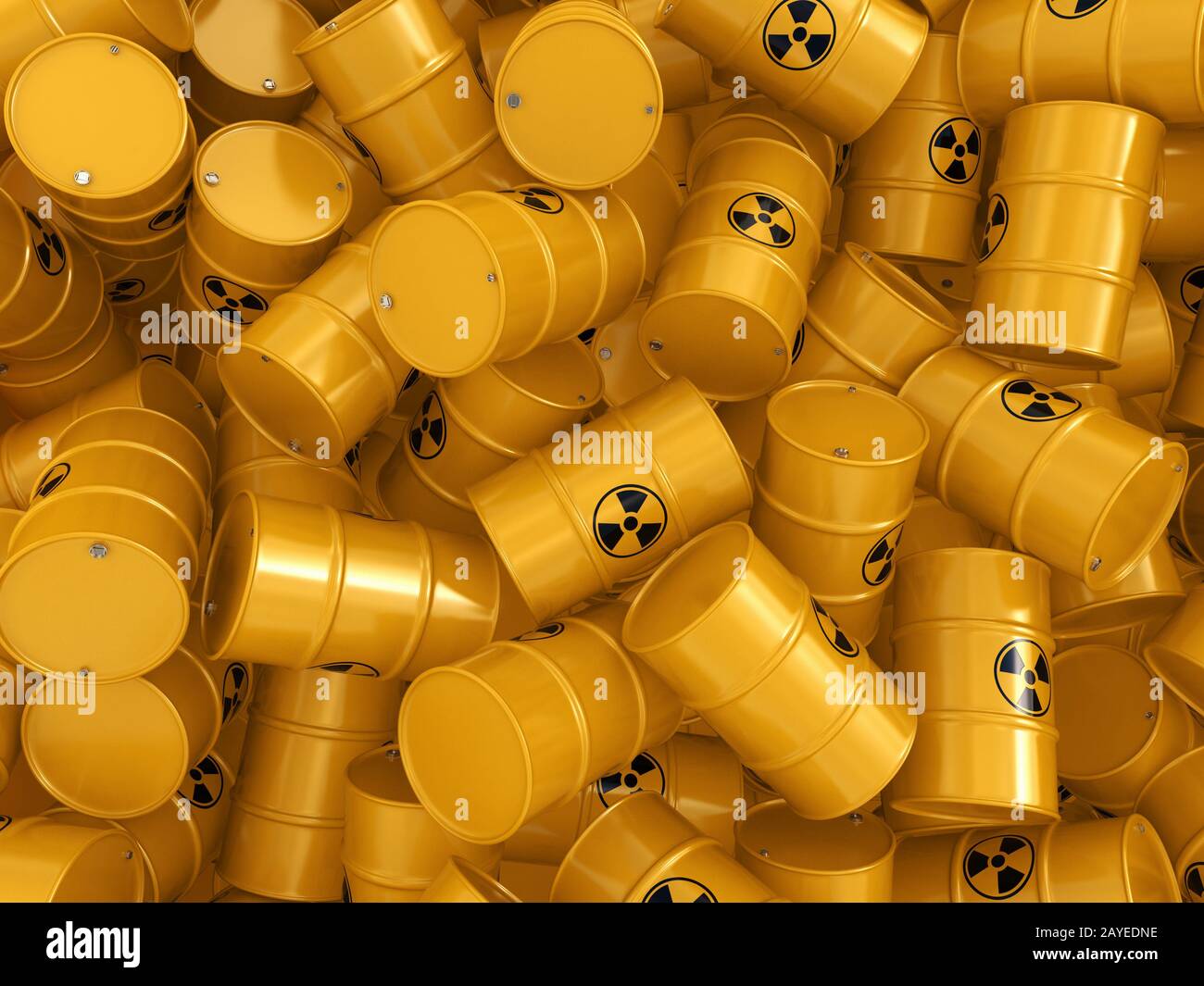 3D rendering radioactive barrels Stock Photo - Alamy