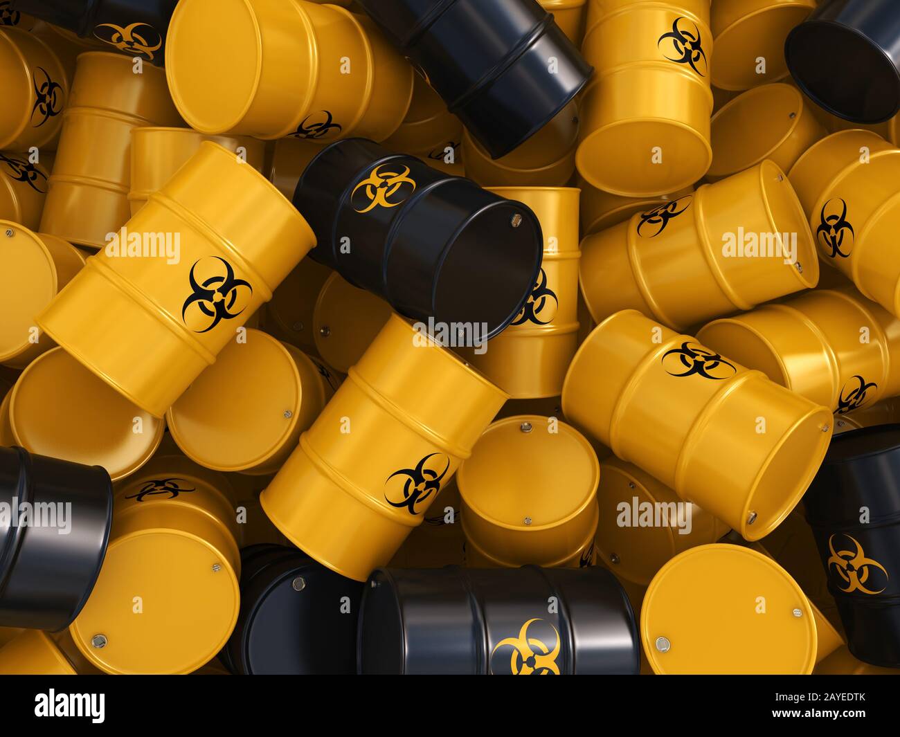 3D rendering biohazard barrels Stock Photo - Alamy