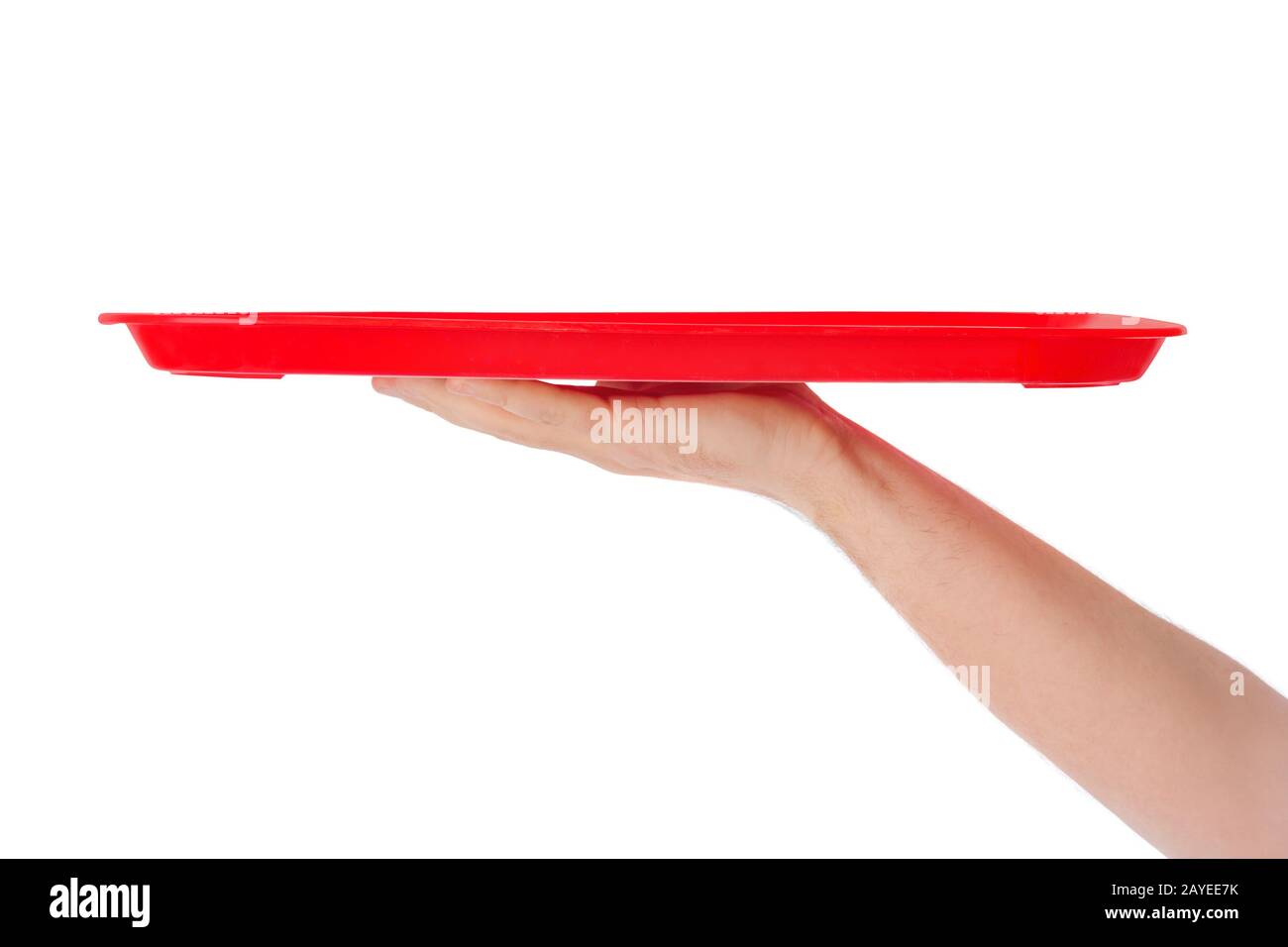 Hand with tray Stock Photo - Alamy