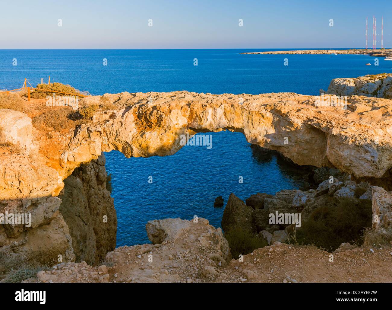 Famous stone Sin Bridge at sunset in Ayia Napa Cyprus Stock Photo - Alamy