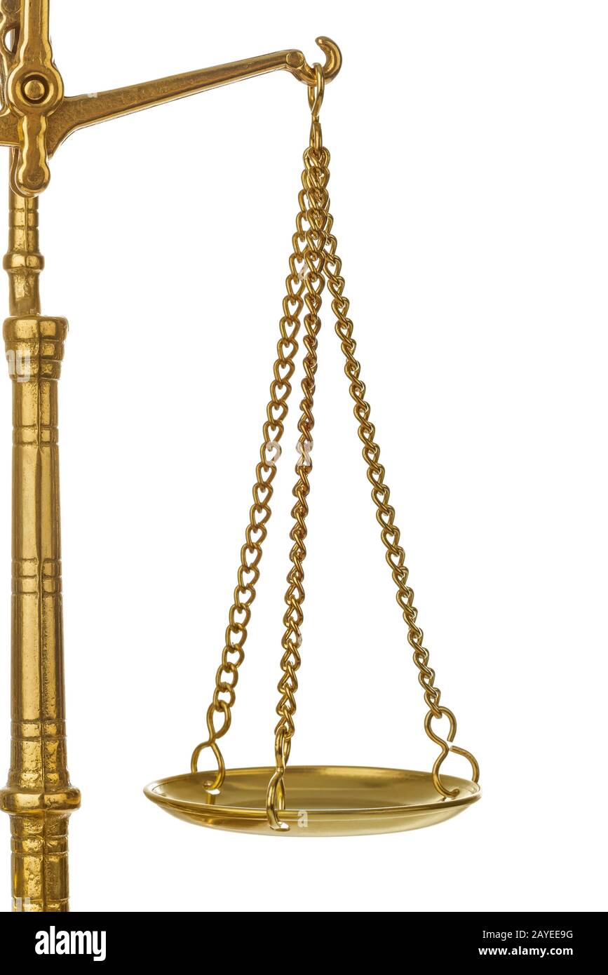 Golden weight balance scale Stock Photo - Alamy