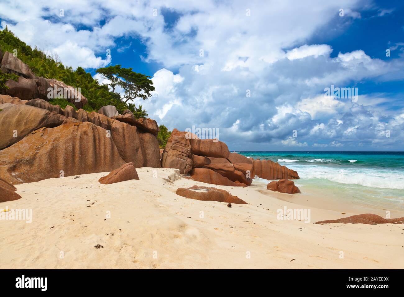 Tropical beach at Seychelles Stock Photo - Alamy