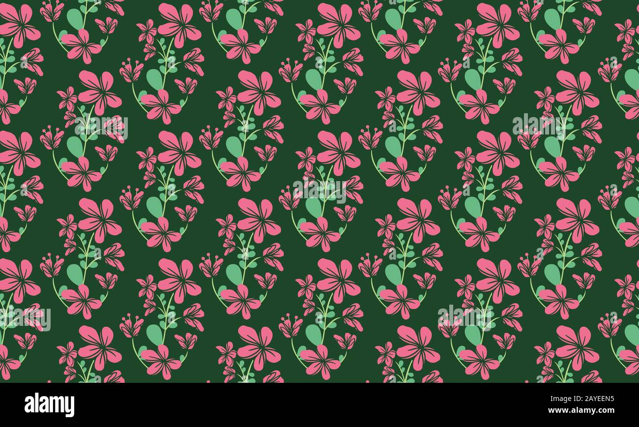 Cute spring floral pattern background, with seamless leaf and floral ...