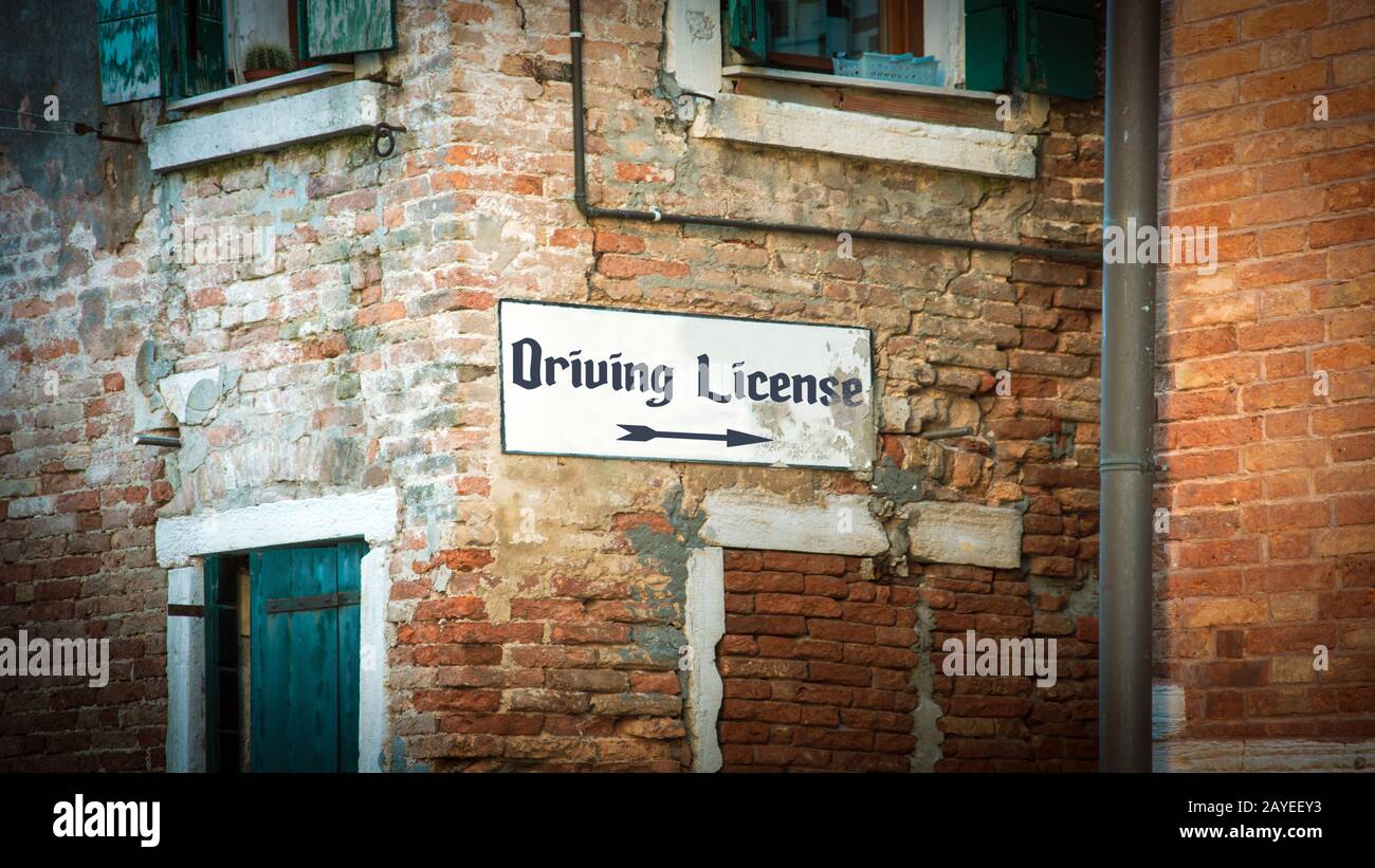Street Sign DRIVING LICENSE Stock Photo - Alamy