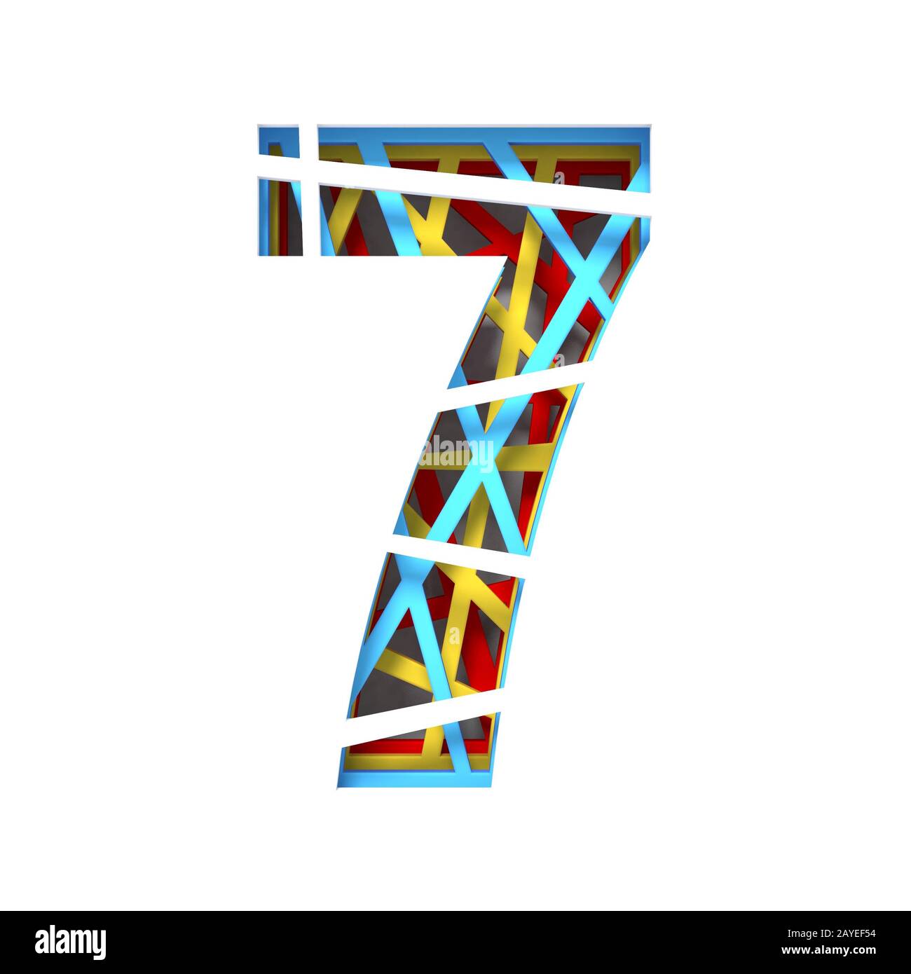 Colorful paper cut out font Number 7 SEVEN 3D Stock Photo - Alamy