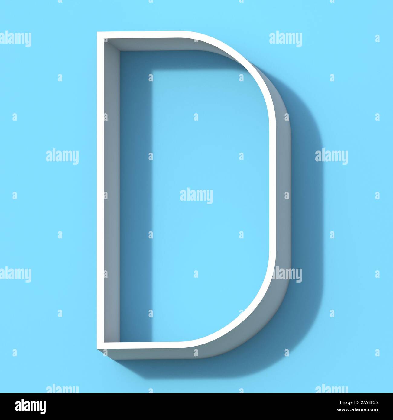 Line font with shadow Letter D 3D Stock Photo - Alamy