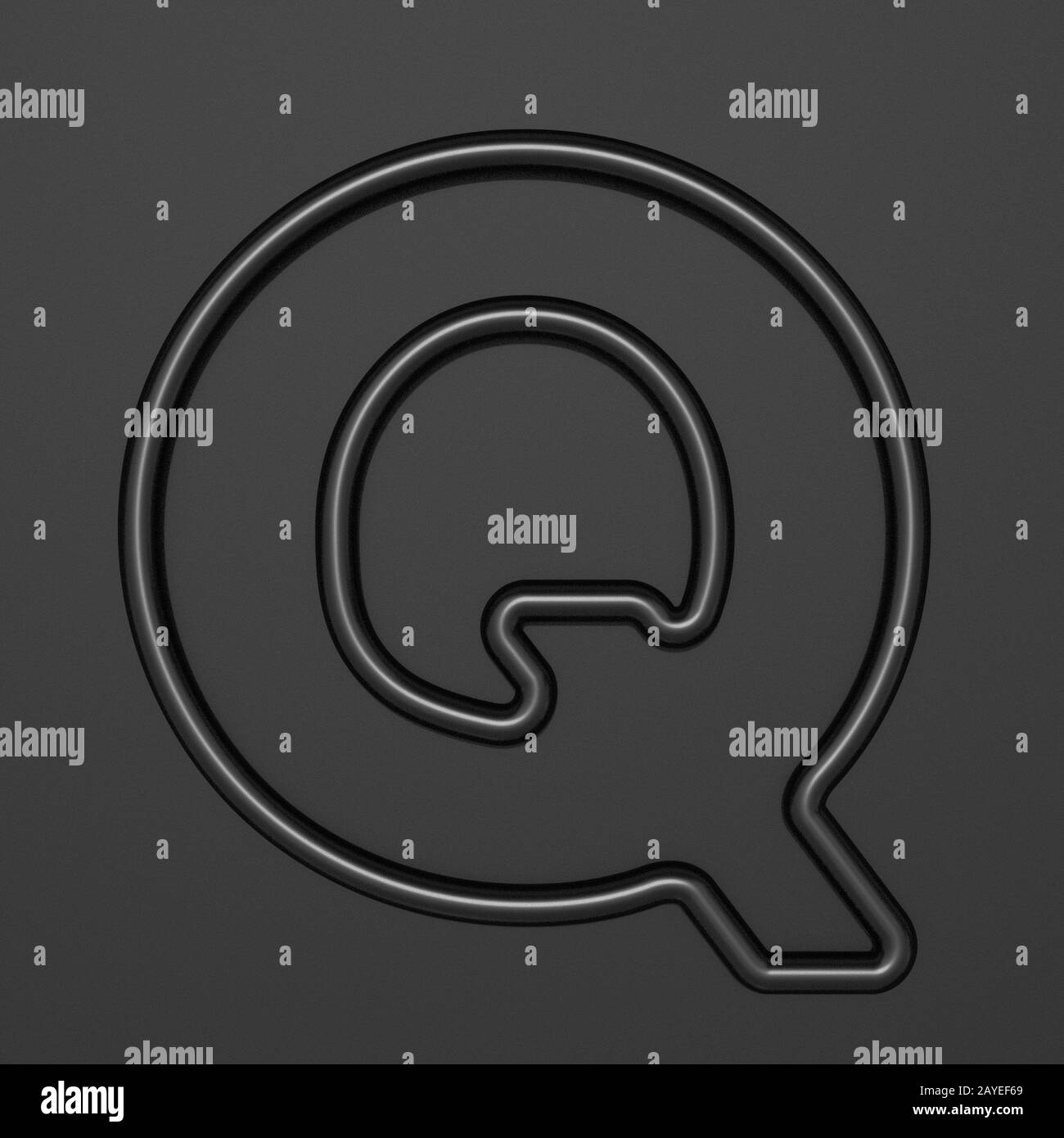 Black outline font Letter Q 3D Stock Photo - Alamy