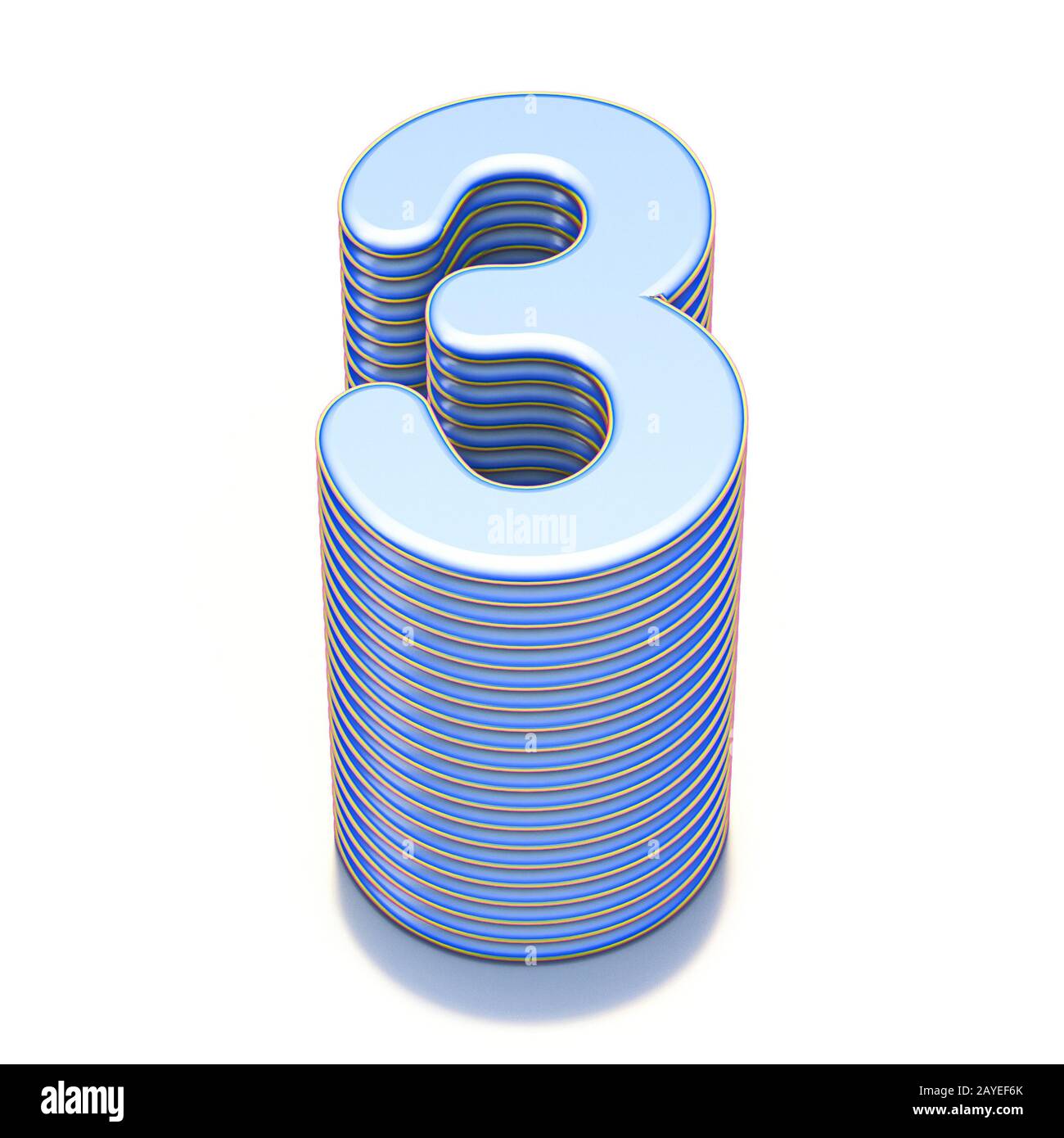 Blue extruded Number 3 THREE 3D Stock Photo - Alamy