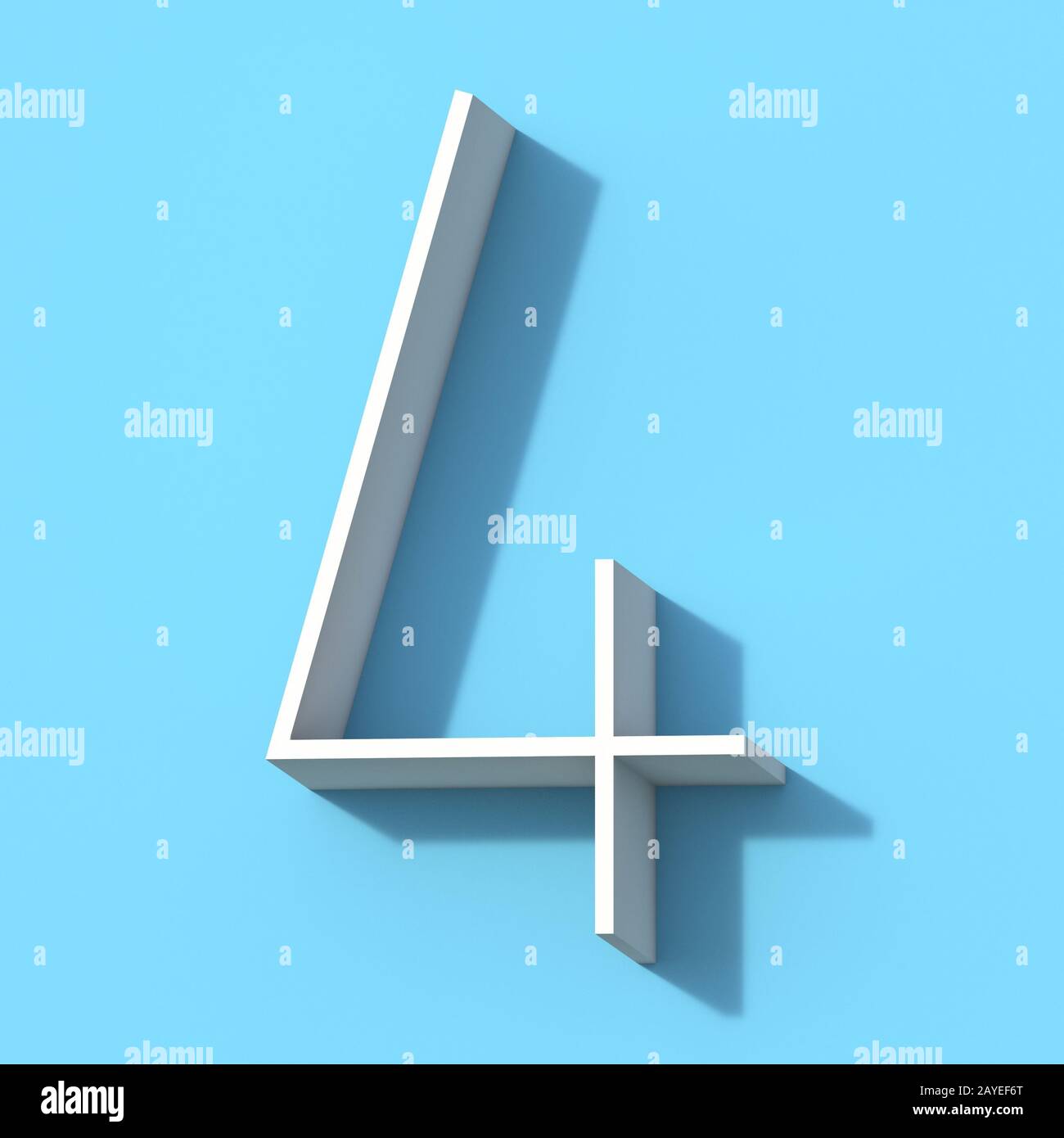 Line font with shadow Number 4 FOUR 3D Stock Photo - Alamy