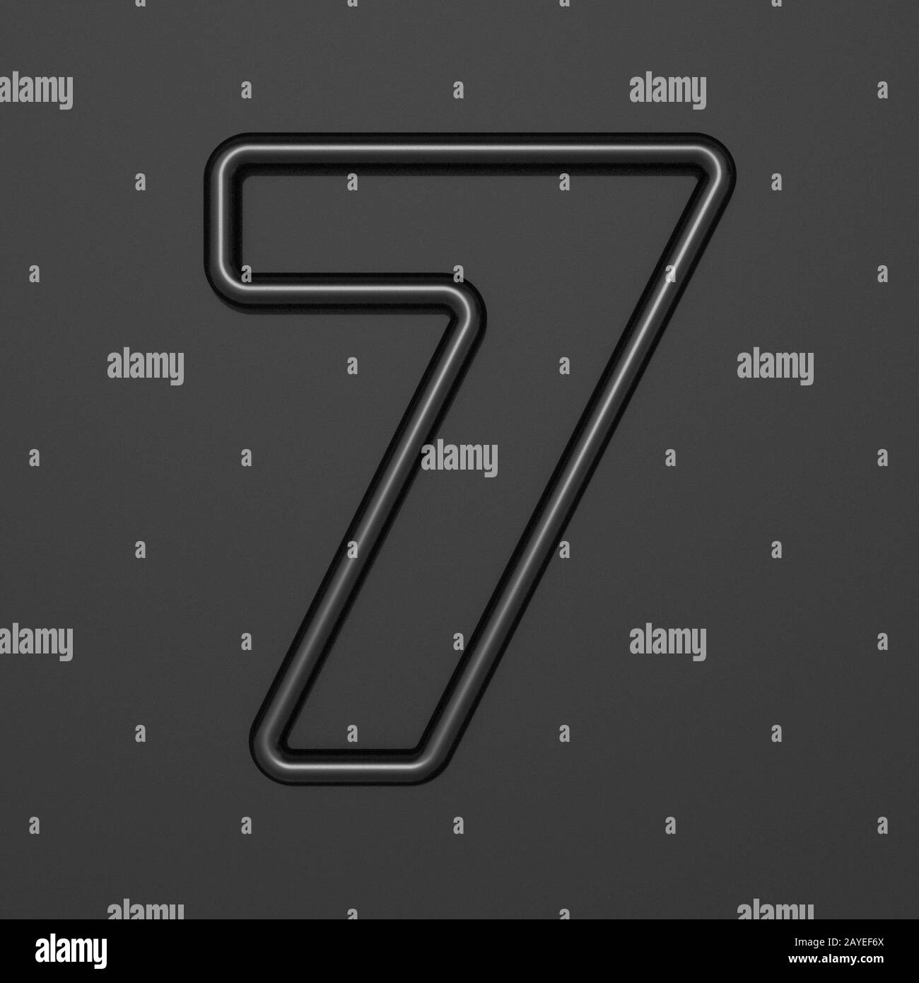 Black outline font Number 7 SEVEN 3D Stock Photo - Alamy
