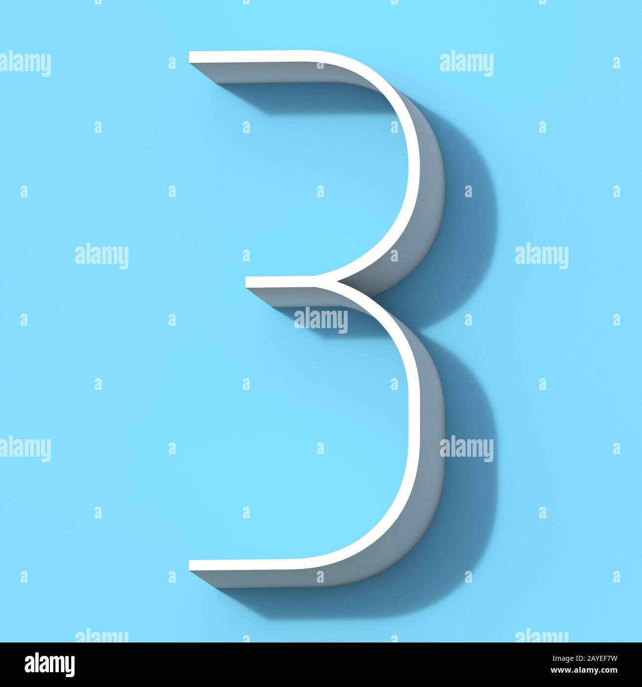 Line font with shadow Number 3 THREE 3D Stock Photo - Alamy