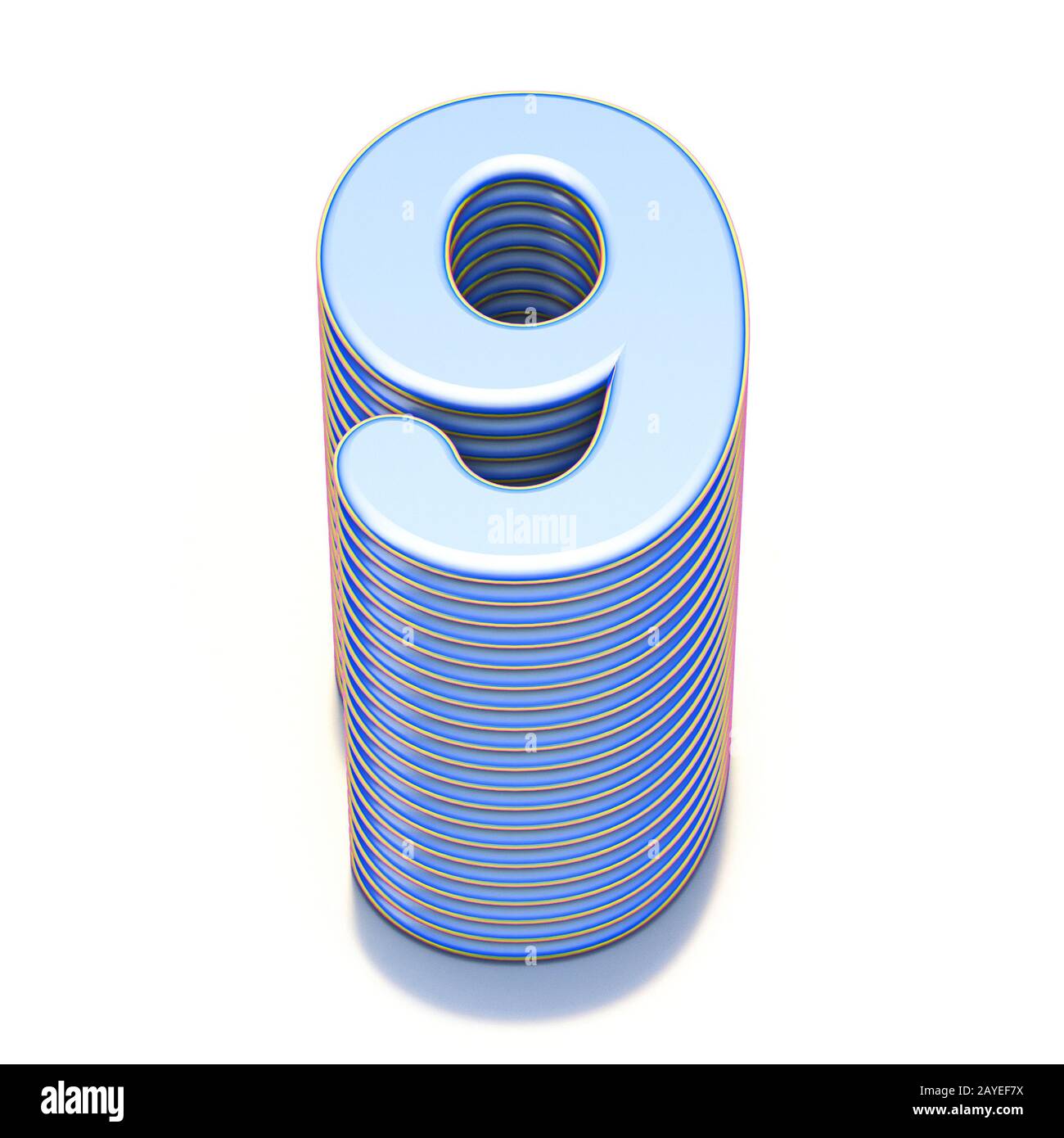 Blue extruded Number 9 NINE 3D Stock Photo - Alamy