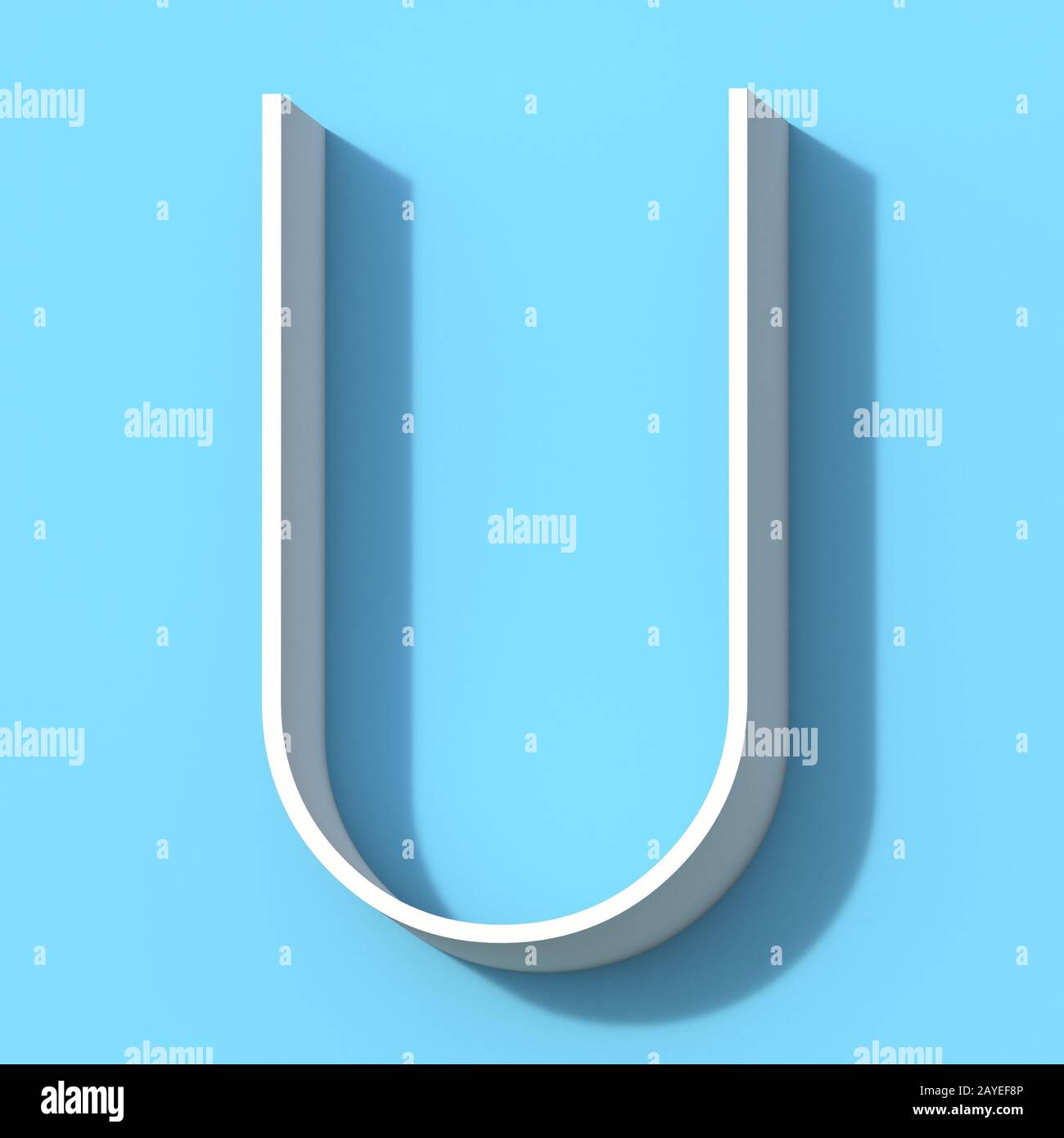 Line font with shadow Letter U 3D Stock Photo - Alamy