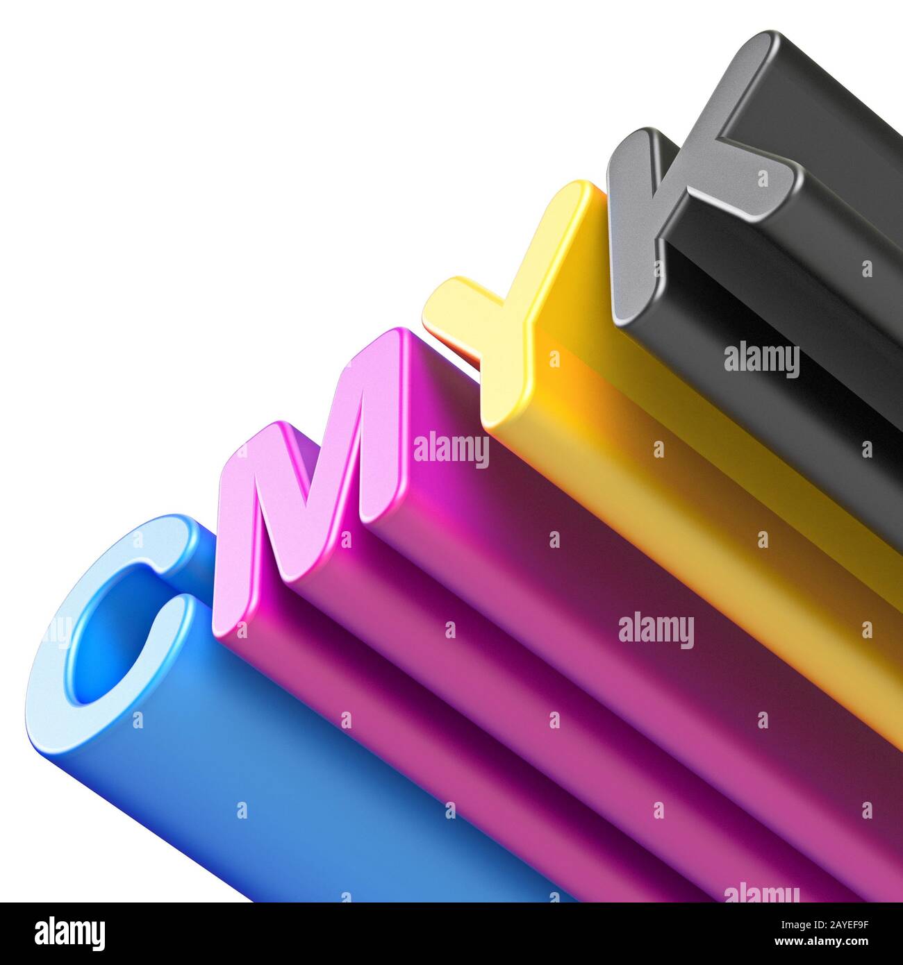 CMYK diagonal text in colors 3D Stock Photo - Alamy