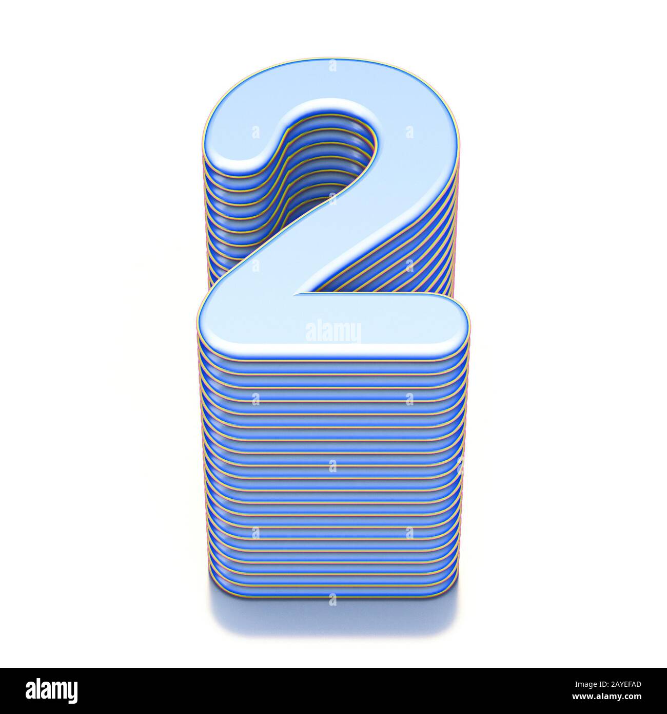 Blue extruded Number 2 TWO 3D Stock Photo - Alamy