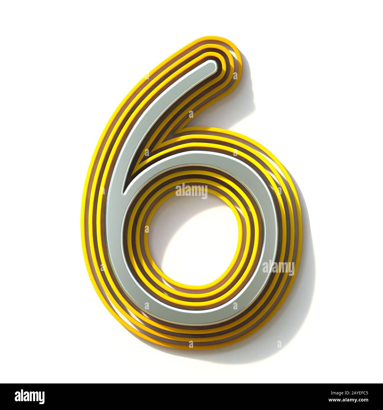 Yellow outlined font Number 6 SIX 3D Stock Photo - Alamy