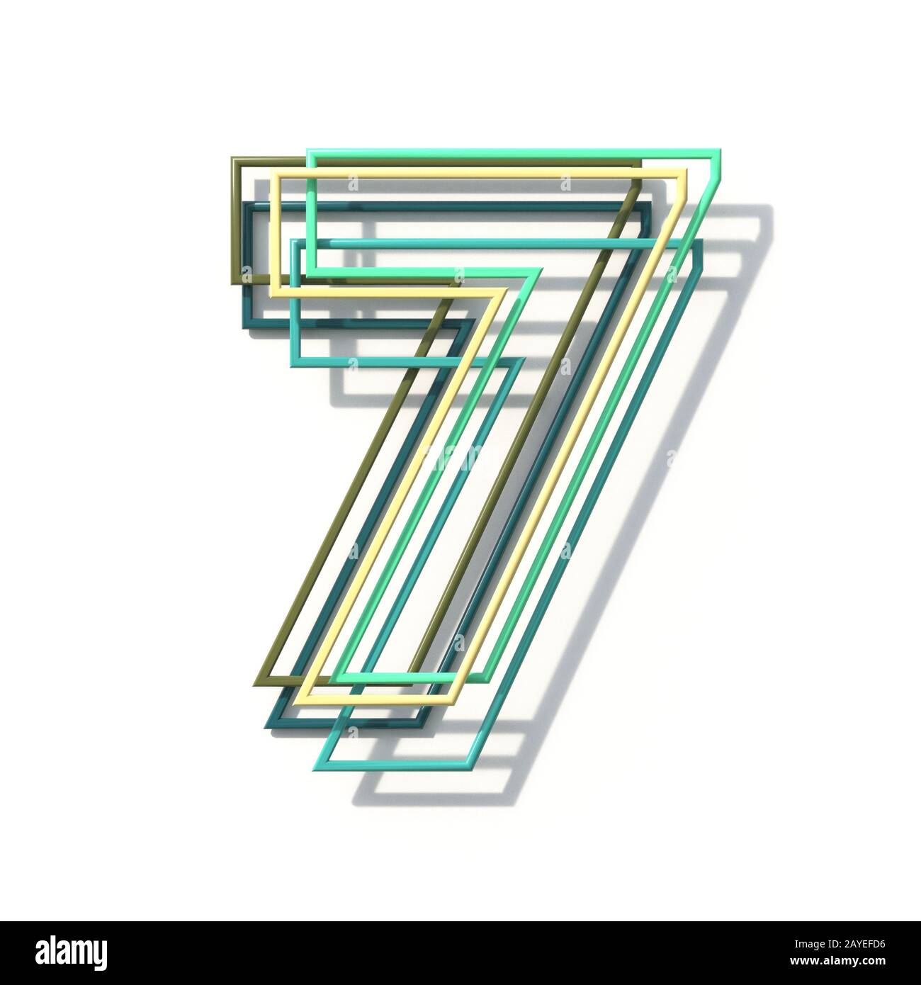 Three colors line font Number 7 SEVEN 3D Stock Photo - Alamy