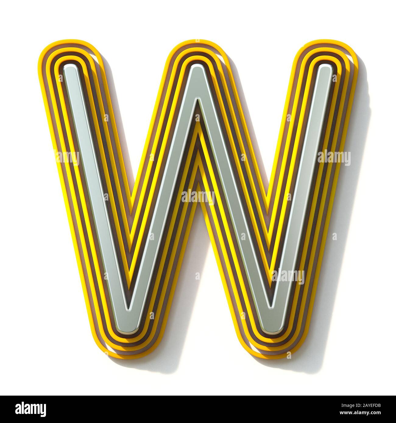 Yellow outlined font letter W 3D Stock Photo - Alamy