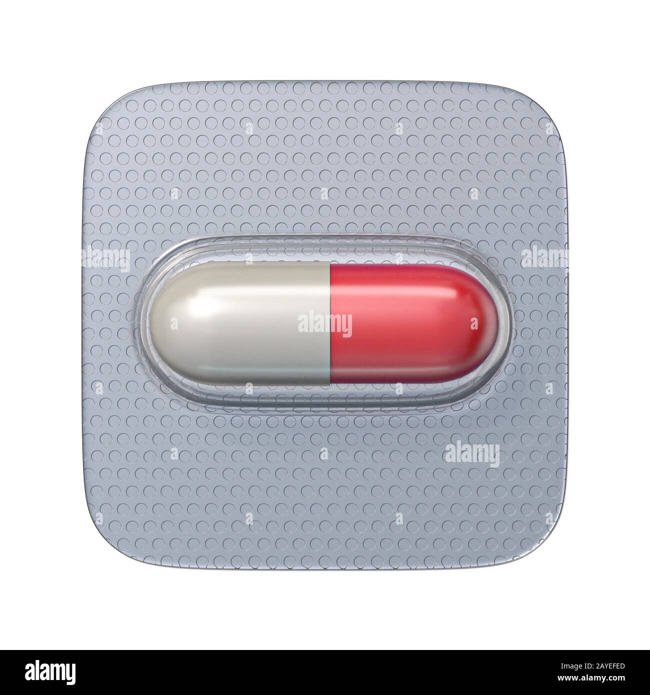 Single red pill in blister pack 3D Stock Photo - Alamy